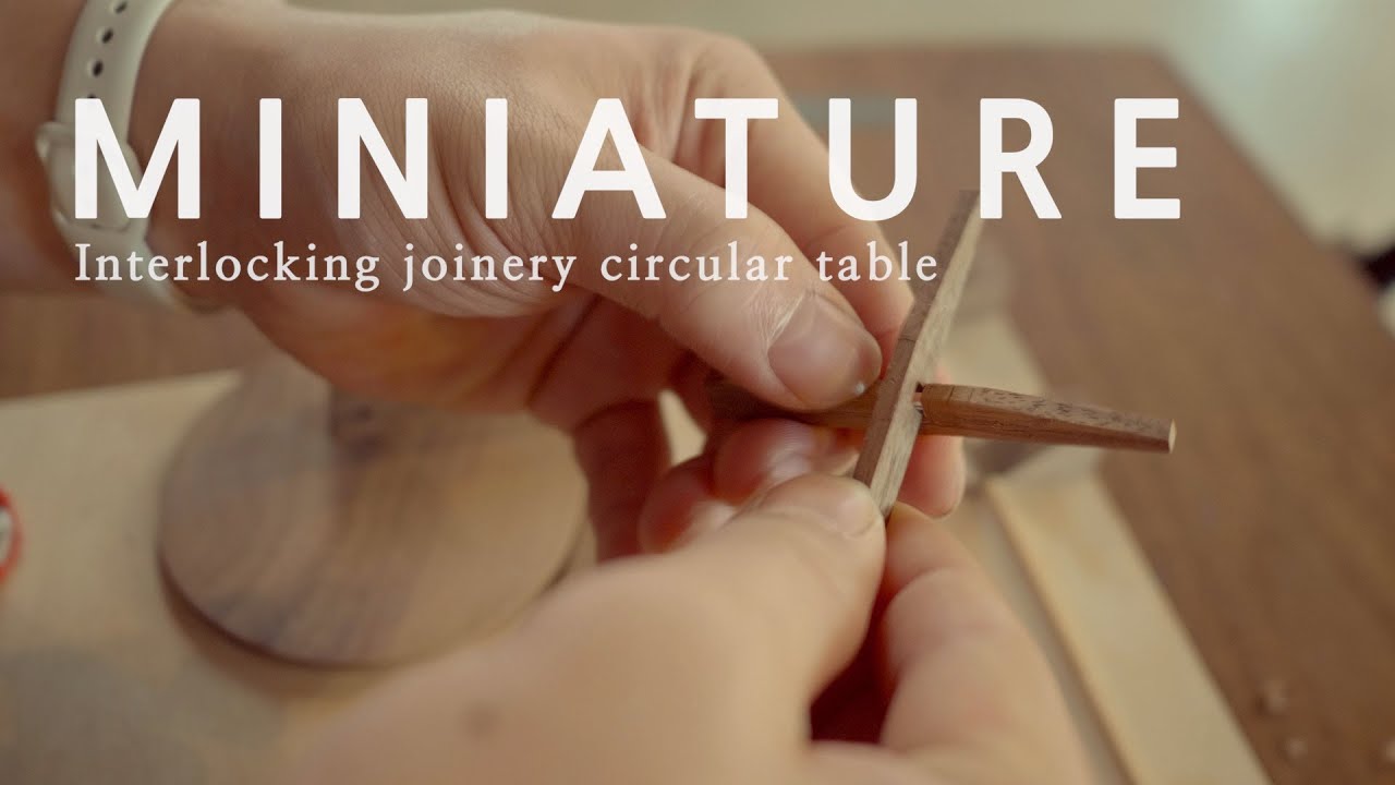 Woodworking miniature _ Interlocking joinery circular table - YouTube