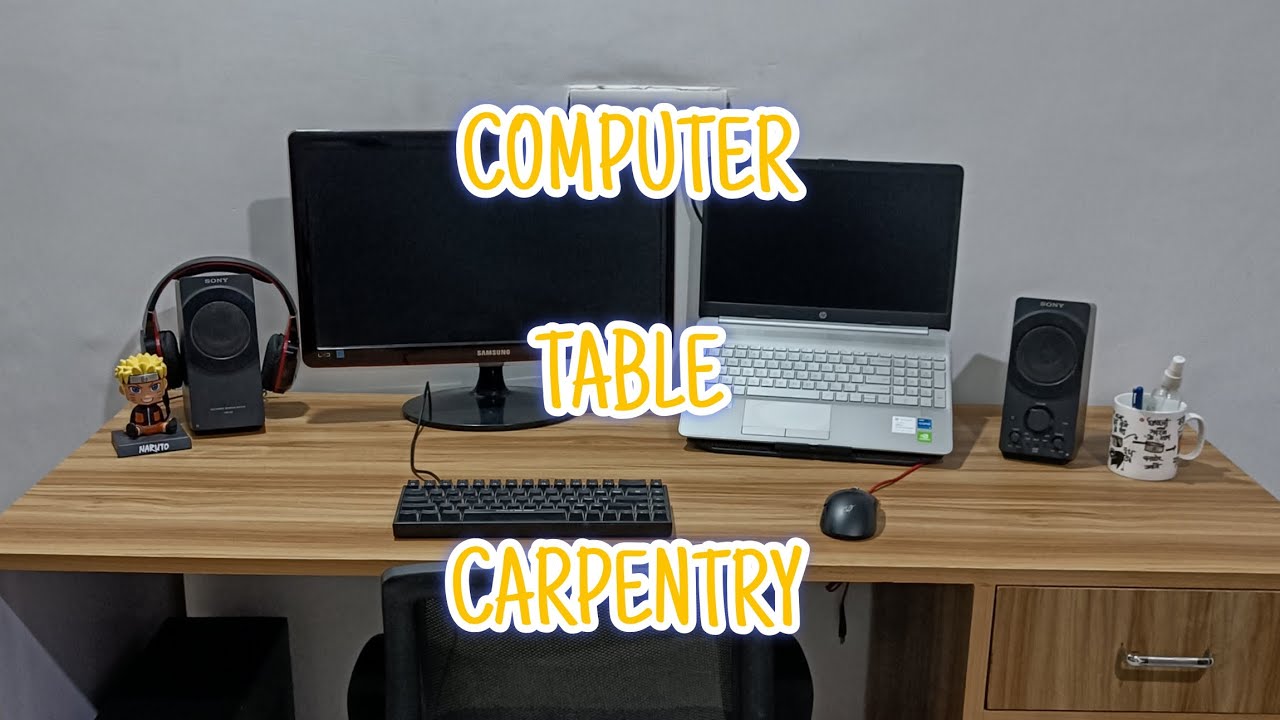 Computer table carpentry ... Dual monitor setup .... - YouTube
