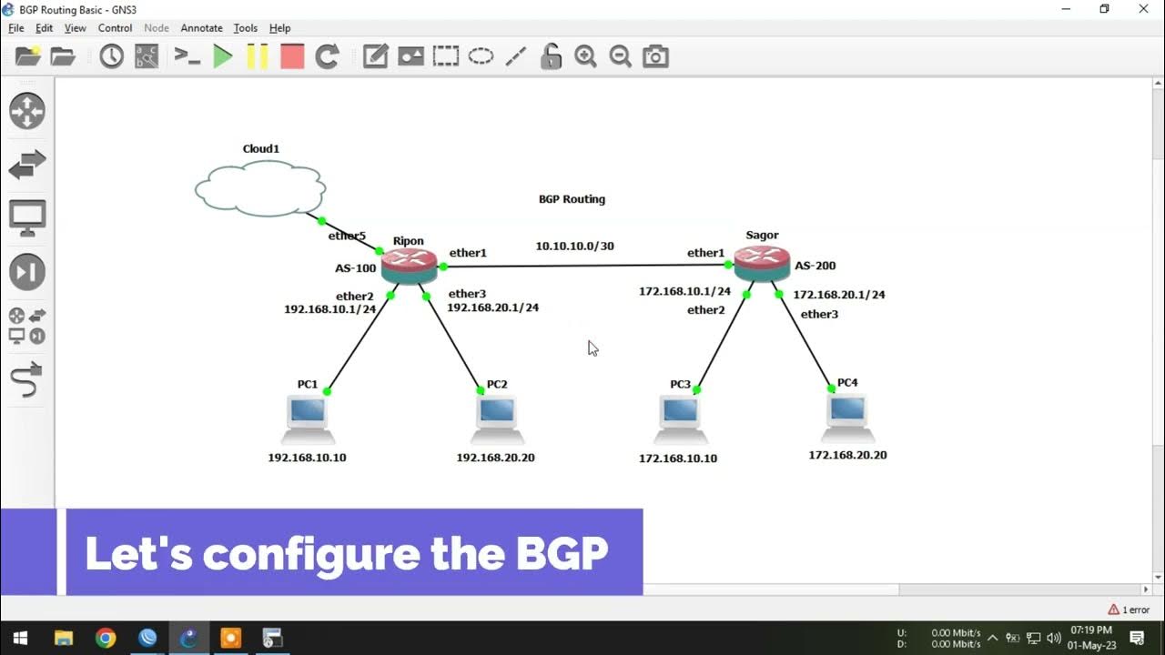 BGP routing configuration on mikrotik - YouTube