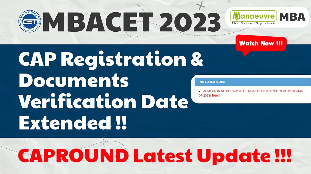 MAH MBA CET 2023 - Cap Round Latest Update | Registration & Document ...