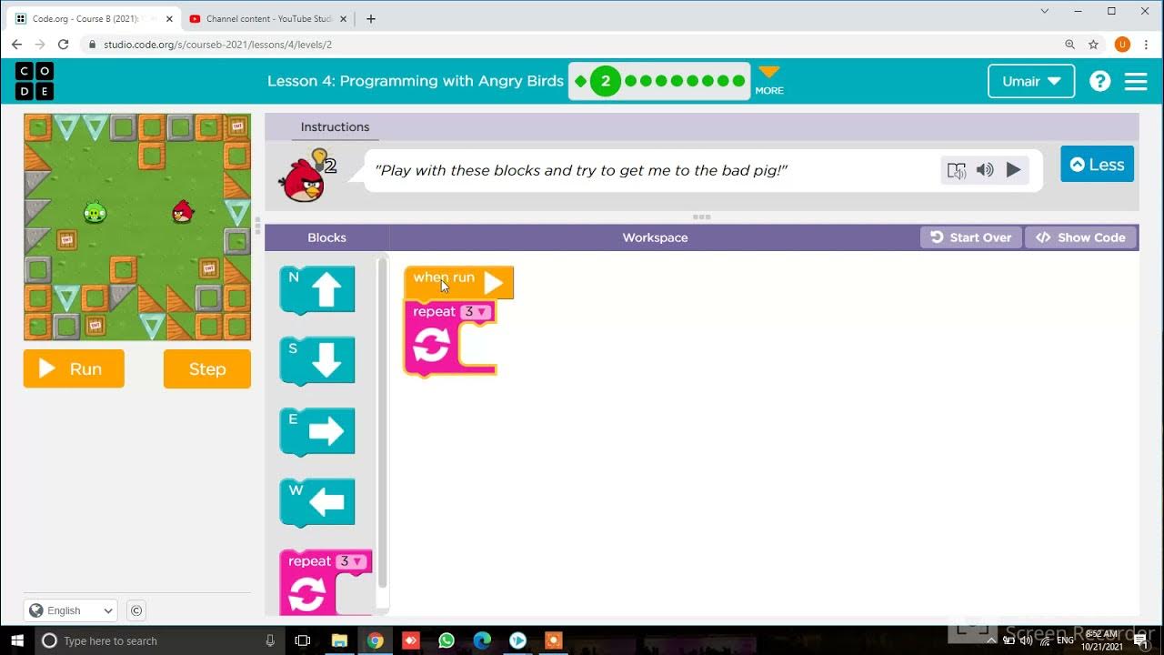 course b lesson 4 programing with angry birds skill buildings 2 - YouTube