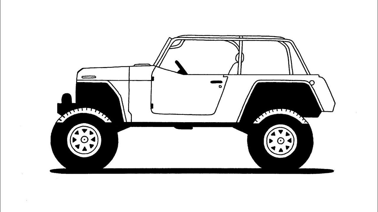 How to draw a 4x4 JEEP Crawler - YouTube
