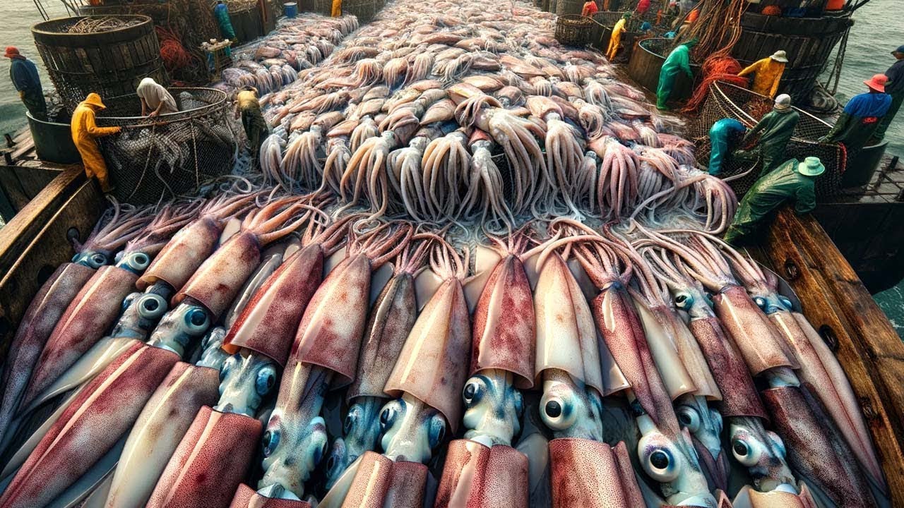 How Fishermen Capture Millions of Giant Squids - YouTube