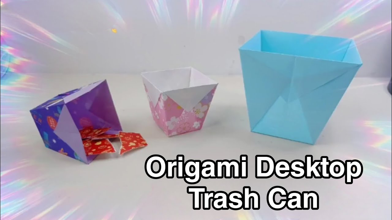 A desktop trash can that can be folded with a piece of origami is very ...