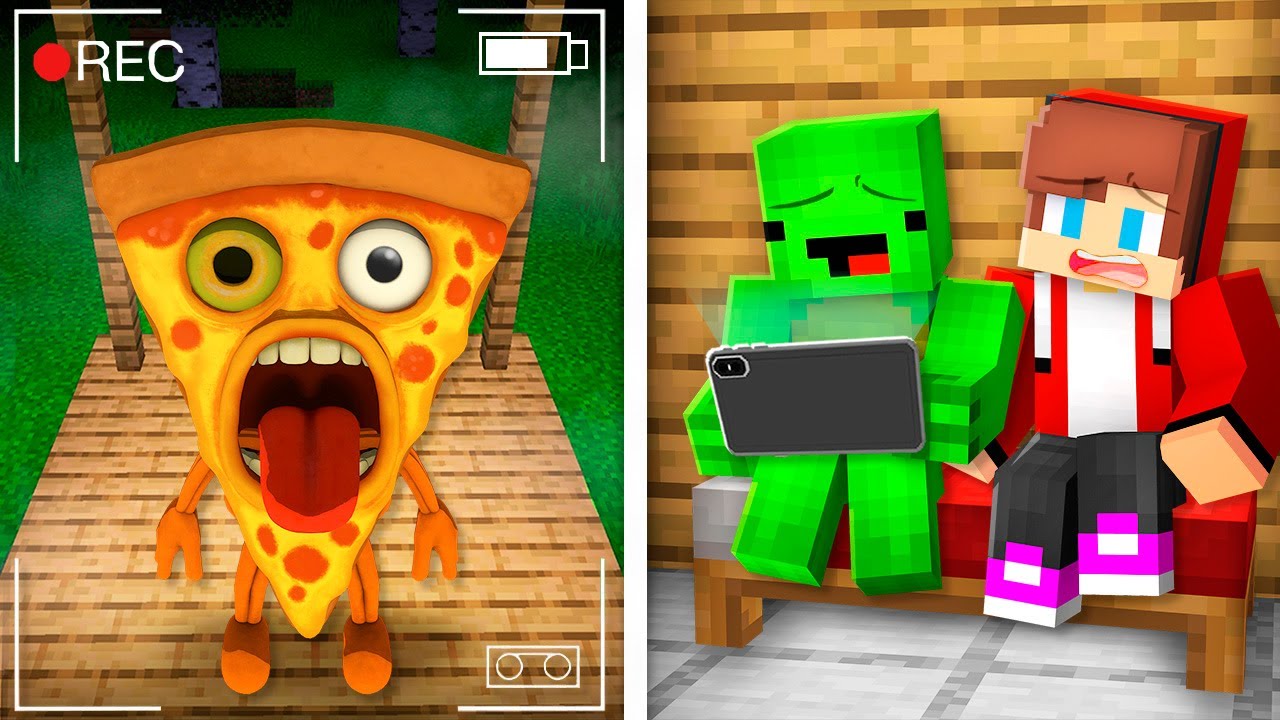 How Mikey and JJ Get Pizza Brainrot on Hidden Cameras in Minecraft ...