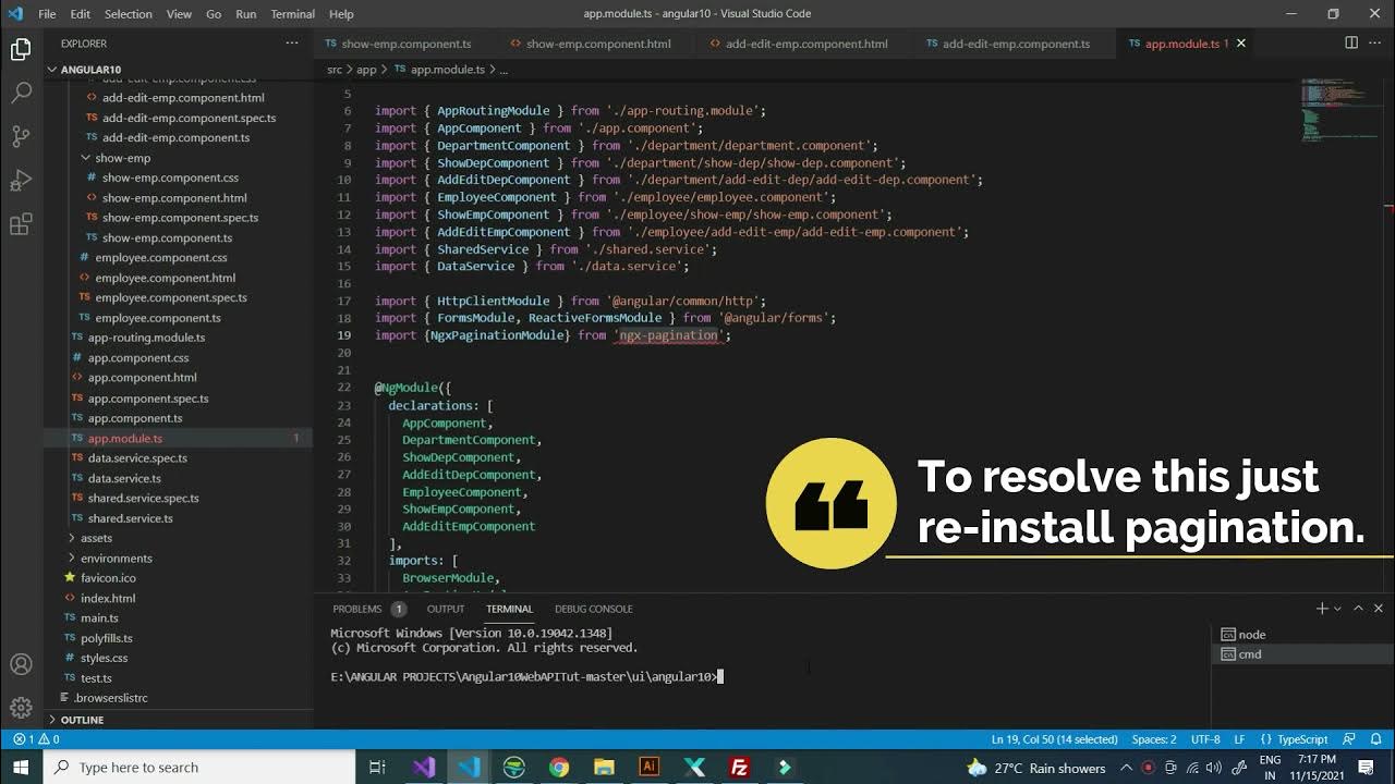 Cannot find module 'ngx-pagination' or its corresponding type ...