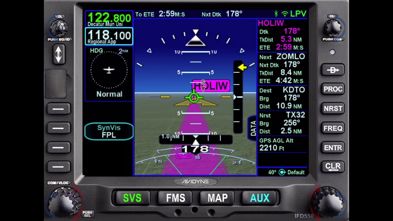 Avidyne IFD550 LPV Approach using SVS - YouTube