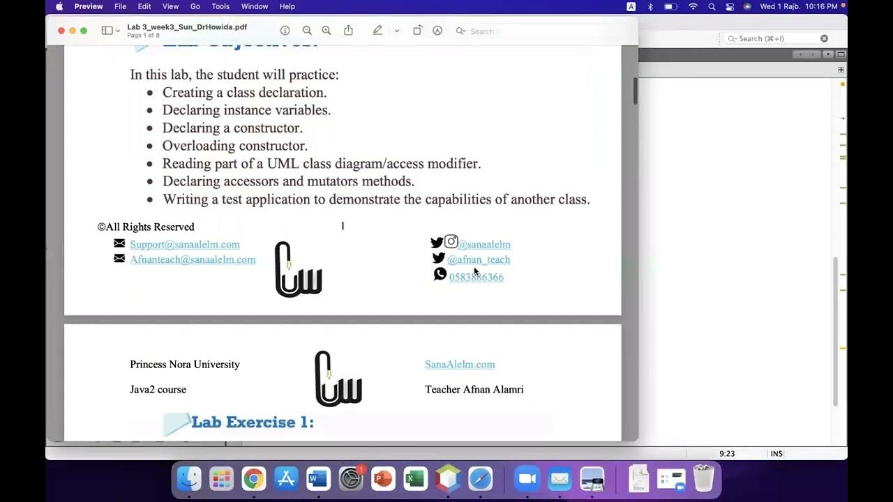 لغة برمجة ٢ -جافا-، LAB 1: Classes and Objects - YouTube