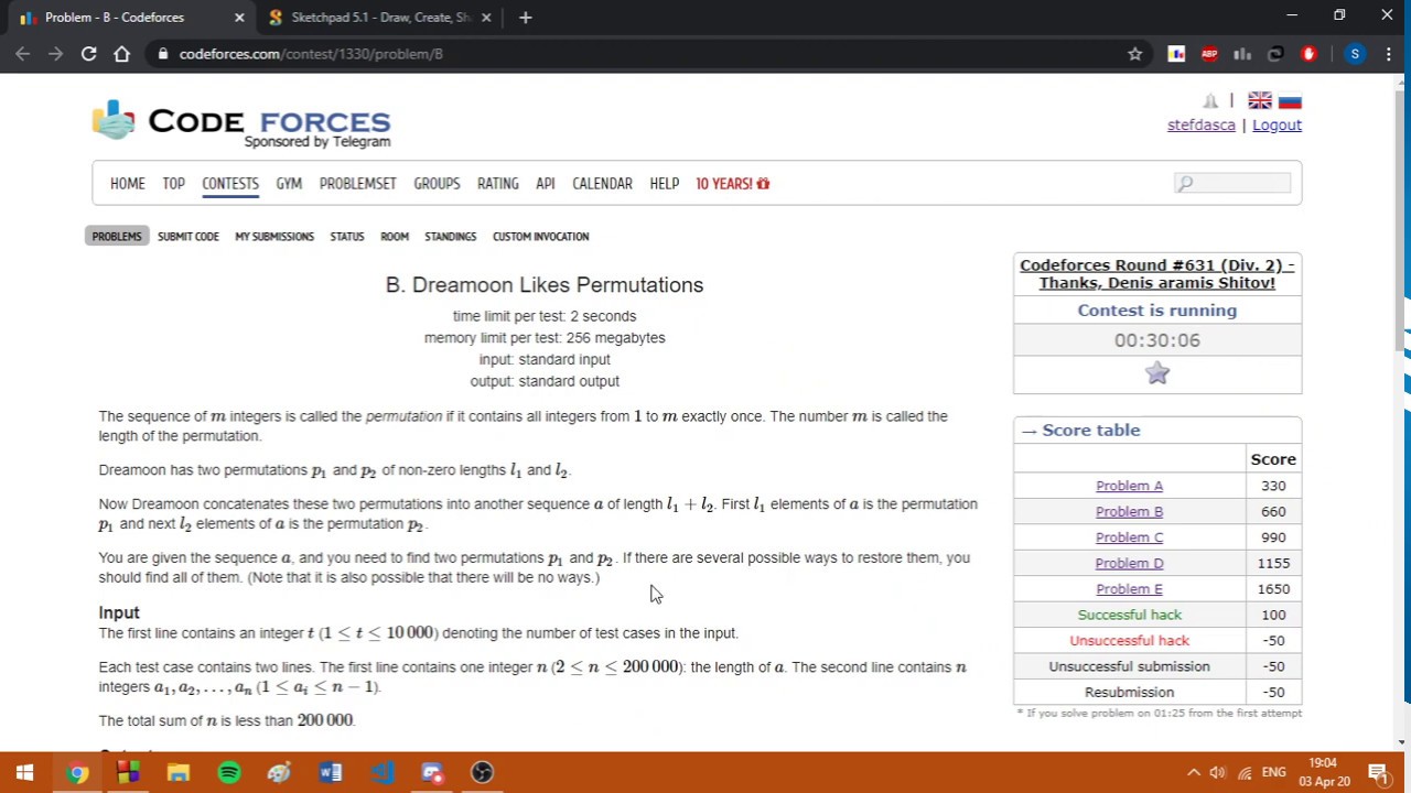 Codeforces Round #631 (Div. 2) - B. Dreamoon Likes Permutations - YouTube Codeforces Round #631 (Div. 2) - B. Dreamoon Likes Permutations - YouTube