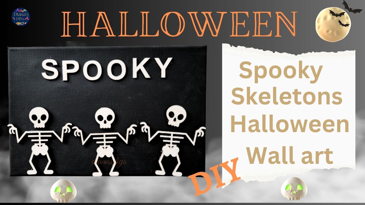 🎃💀Halloween Craft Spooky Skeletons Canvas Wall Art Fall Diy Spook Up ...