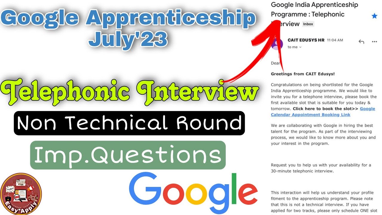 Google Apprenticeship Telephonic Round | Follow these During the Call ...