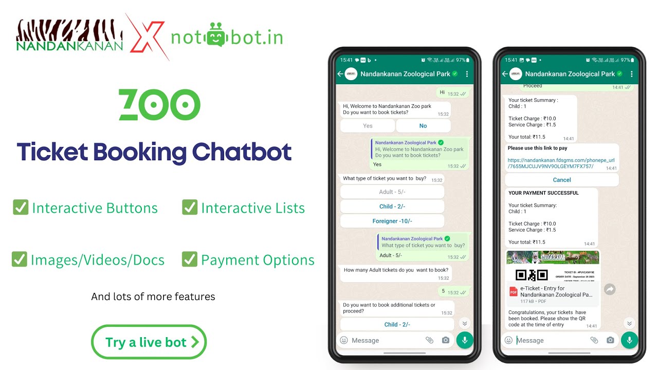 How to book Zoo tickets using a WhatsApp Chatbot | Book Tickets on ...