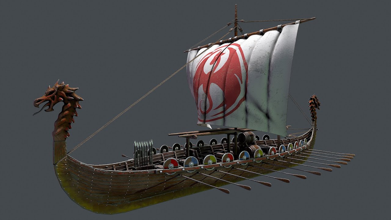 Viking drakkar 3d model - YouTube