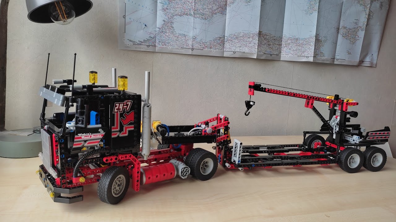 Lego Technic 8285 B-Modell Tieflader mit Kran Funktionstest - YouTube