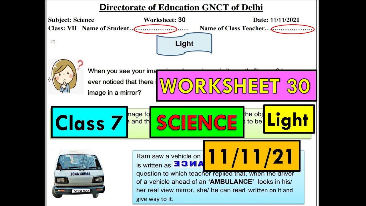 science worksheet 30 class 7th | 11/11/21 | science light class 7th ...
