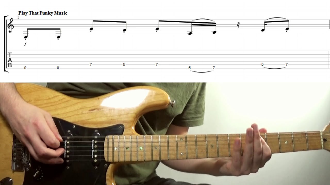 Play That Funky Music White Boy Guitar Lesson- Intro Riff Tab - YouTube