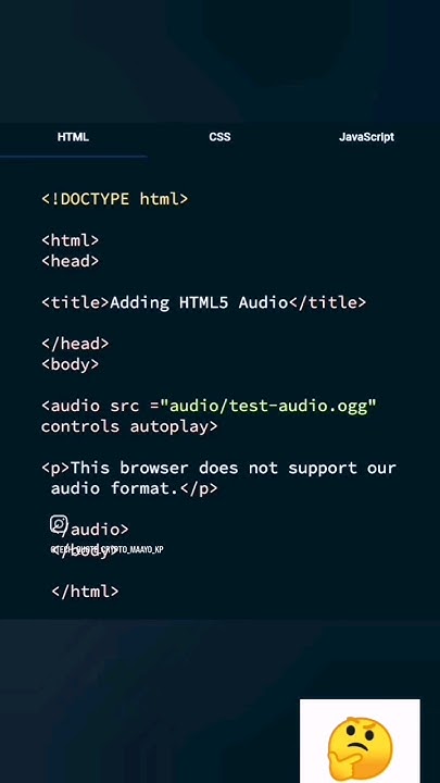 Adding HTML5 Audio to your pages in html. #coder #htmlcoding #codingfun #html #code #coding # ...