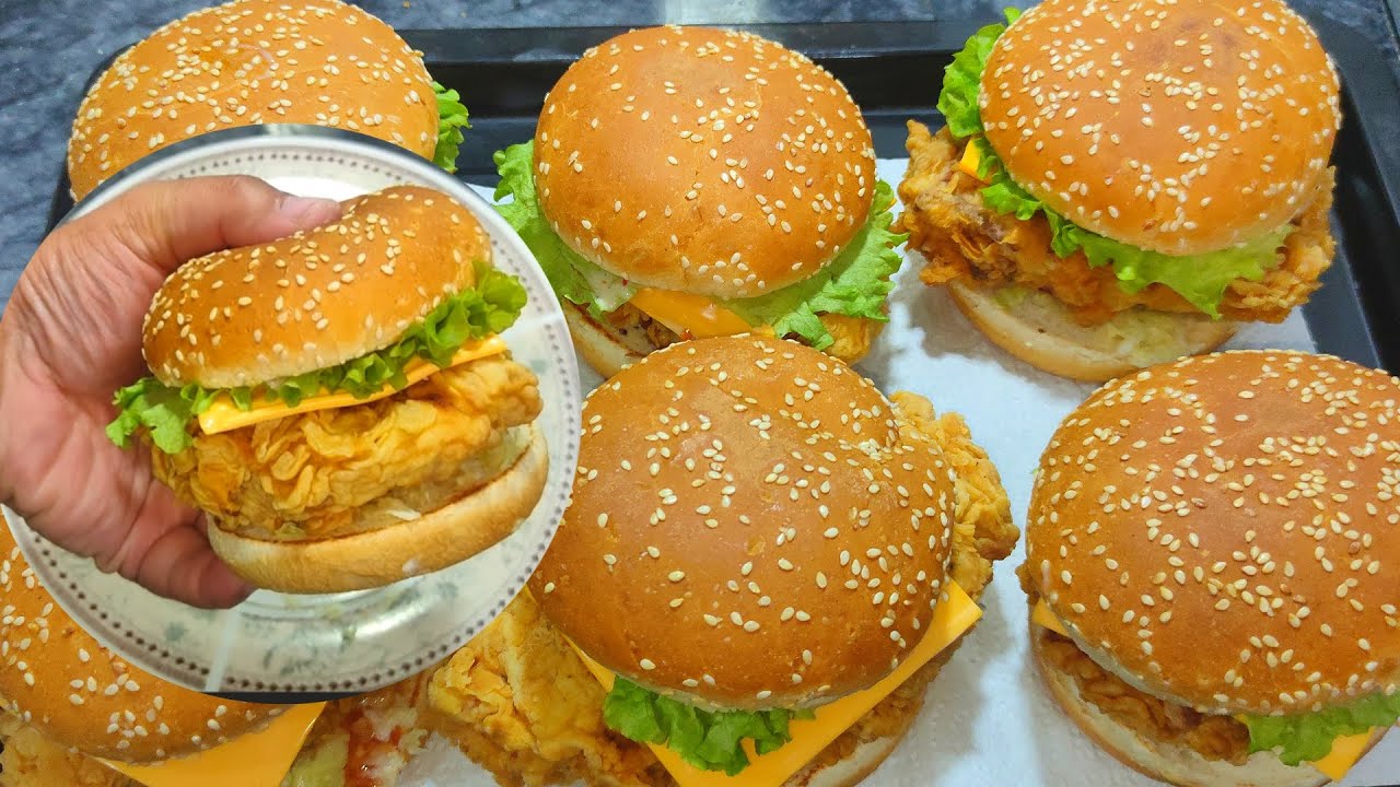 zinger burger | zinger crispy chicken burger| kfc burger at home - YouTube