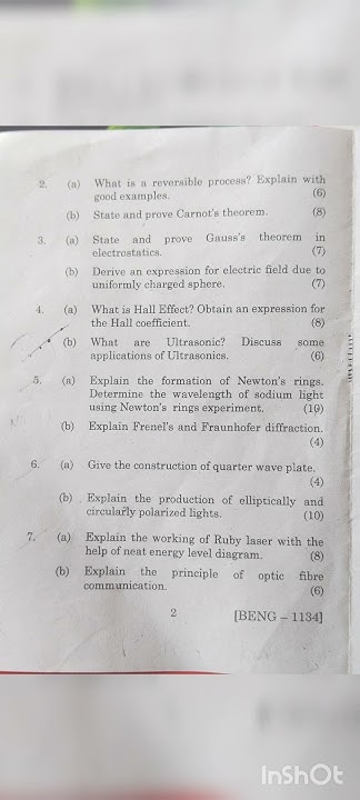 Physics -Sem-1 ##Exam paper## AU - YouTube