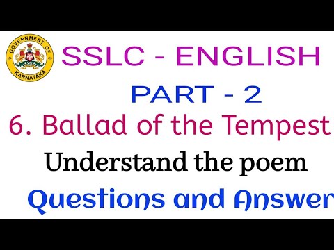 SSLC English Ballad of the tempest questions and answers - YouTube