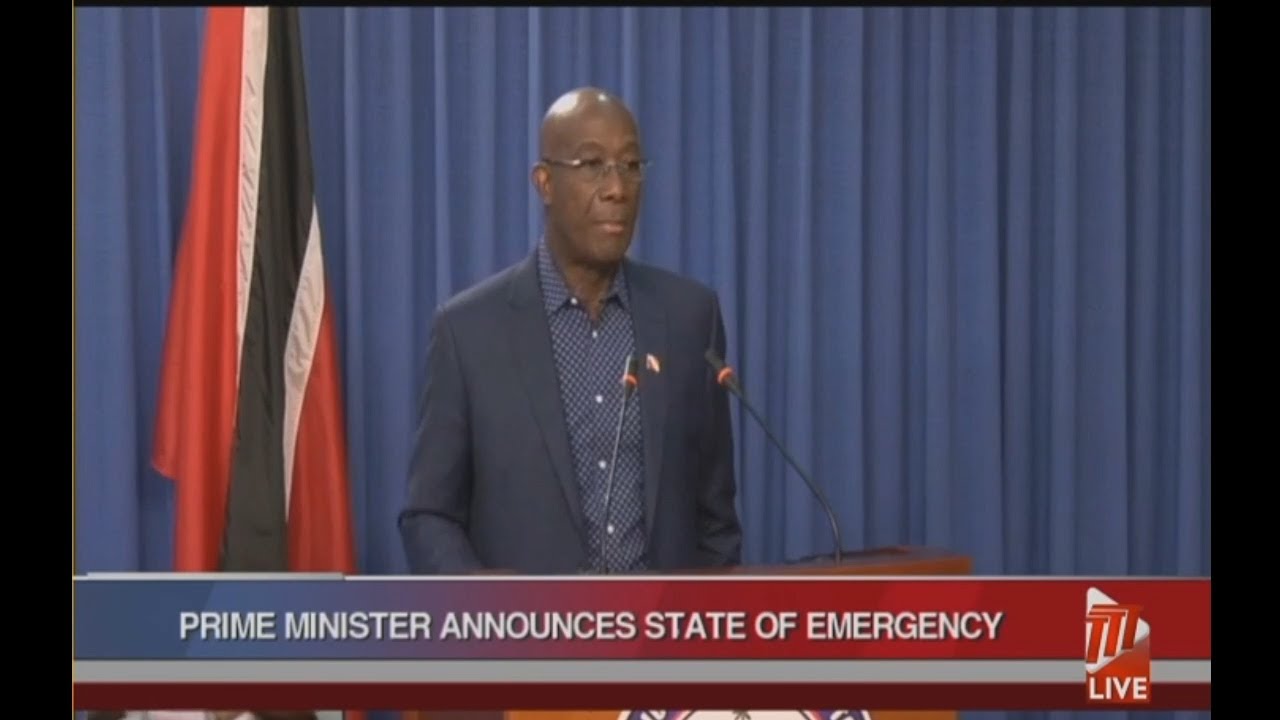 PM Rowley Announces State Of Emergency, 9PM - 5AM Curfew - YouTube