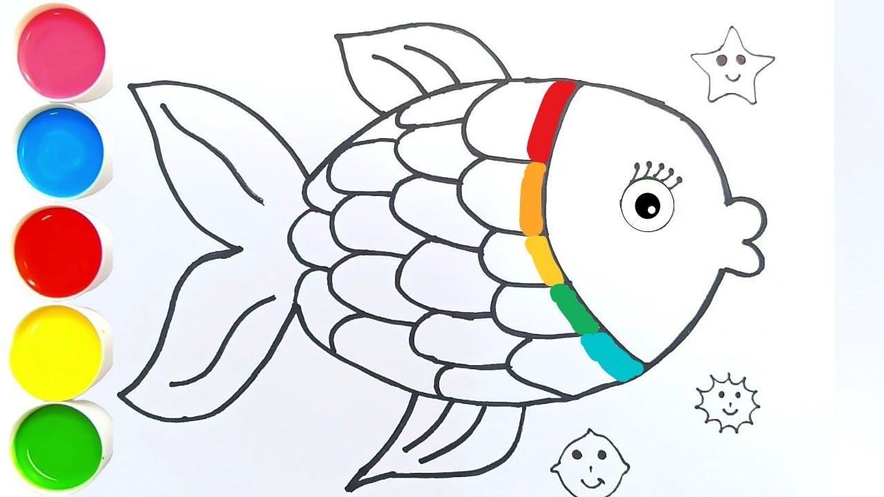 How To Draw A Fish Easy Step By Step || Colorful Fish Drawing For Kids ...