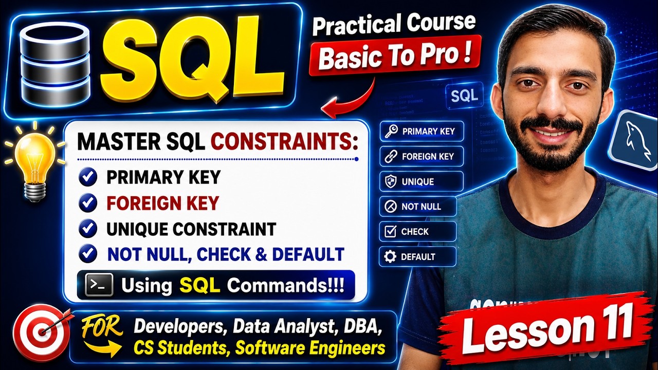SQL Constraints Explained Step-by-Step | Full Beginner Guide - YouTube