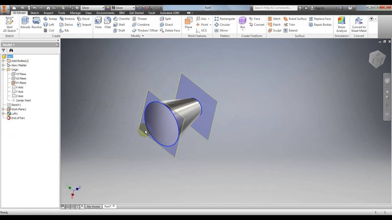 Autodesk Inventor 2016 : How to Create a loft .. By Maan - YouTube