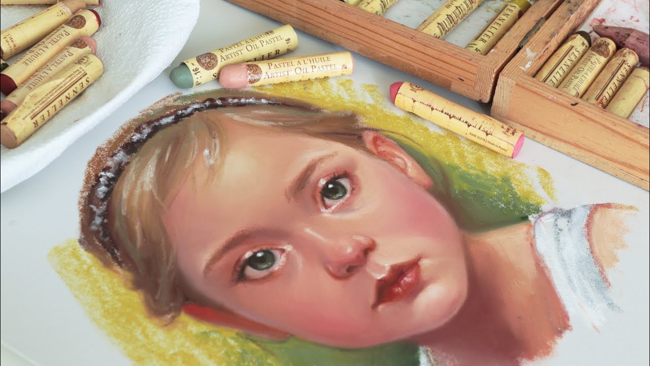 Oil pastel portrait painting using Sennelier oil sticks - YouTube