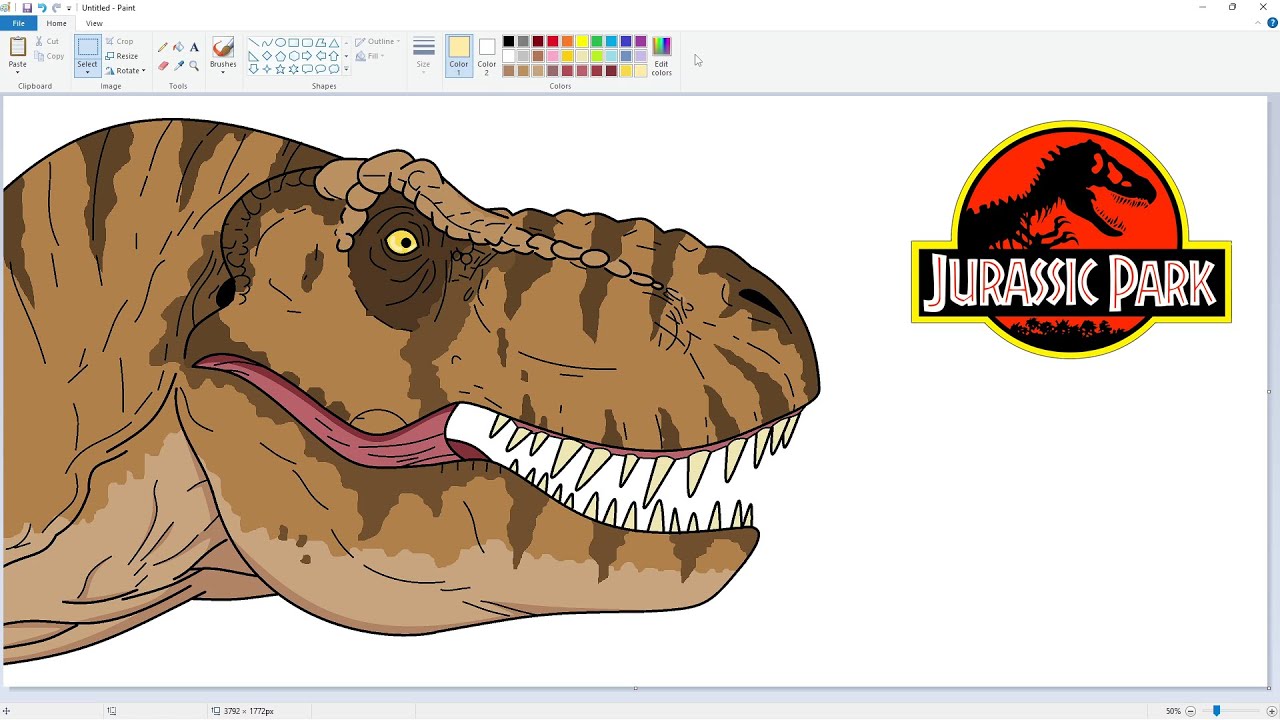 Drawing Tyrannosaurus rex from Jurassic Park in MS Paint | How to draw ...