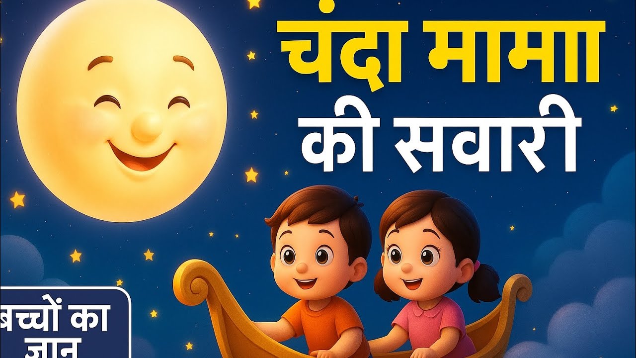 🌙चंदा_मामा_की_सवारी | | Chanda Mama Poem for Kids in Hindi - YouTube