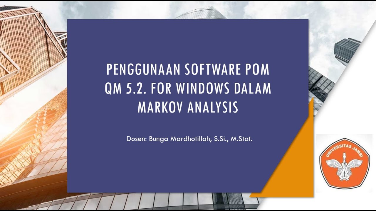 Markov Analysis Berbantuan Software POM - QM 5.2 - YouTube