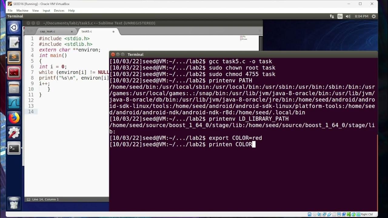 Lab 2 | Task 5: Environment Variable and Set-UID Programs | Andres Cusirramos - YouTube