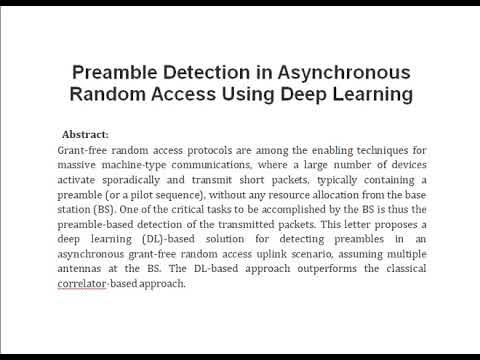 Preamble Detection in Asynchronous Random Access Using Deep Learning - YouTube