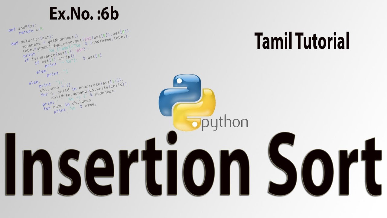 Exno 6b Insertion Sort Tamil Youtube