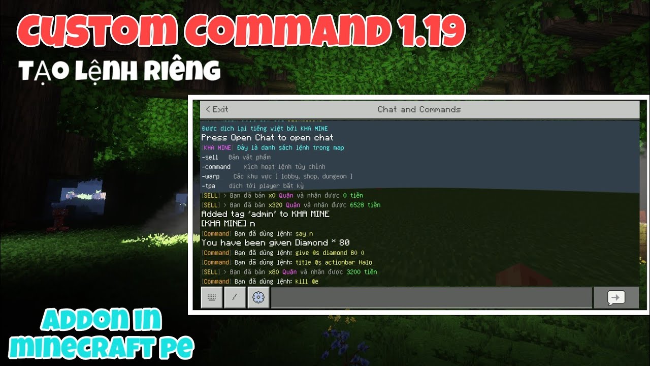 Addon Custom Command mcpe 1.19 - cách tạo lệnh riêng trong minecraft pe ...
