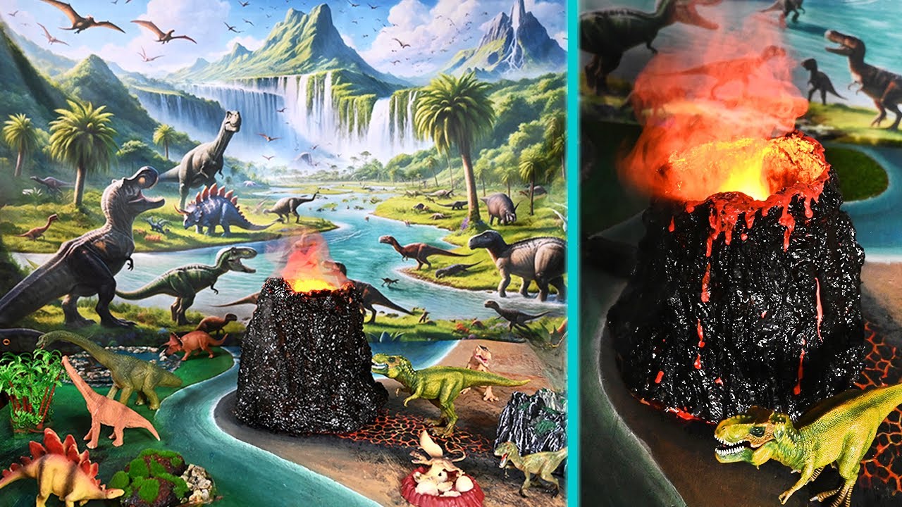 DIY Kid's Diorama Play Table - Dinosaur with Volcano / Animal or ...