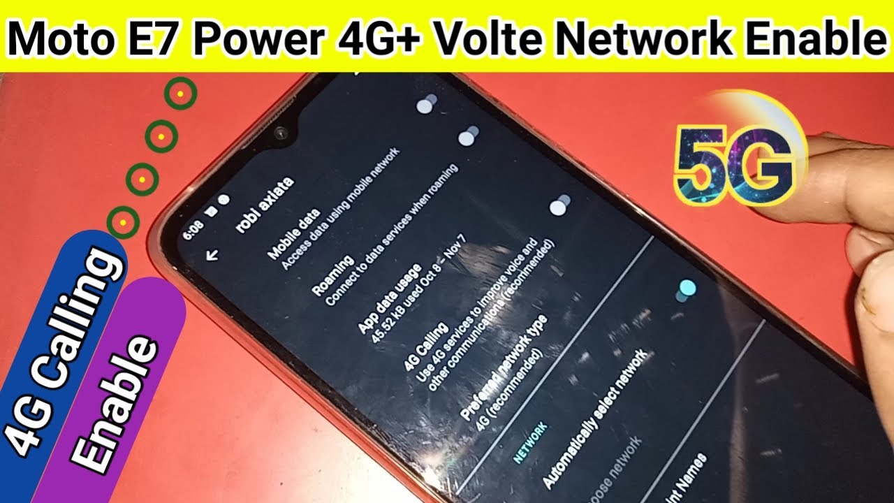 Moto e7 power 4G volte Network and 4G calling Enable - YouTube