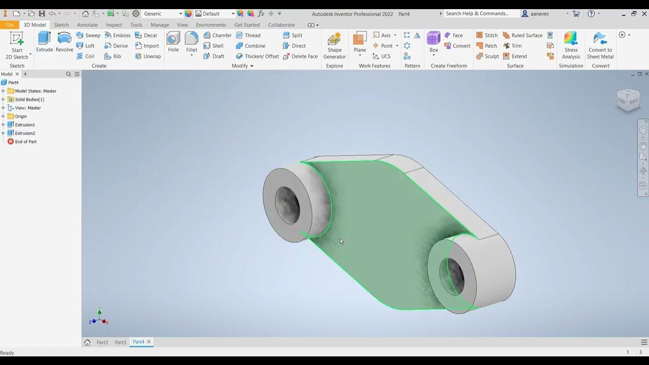 Tutorial Autodesk Inventor 2022 Como modelar 3D comandos básicos vídeo 8 - YouTube