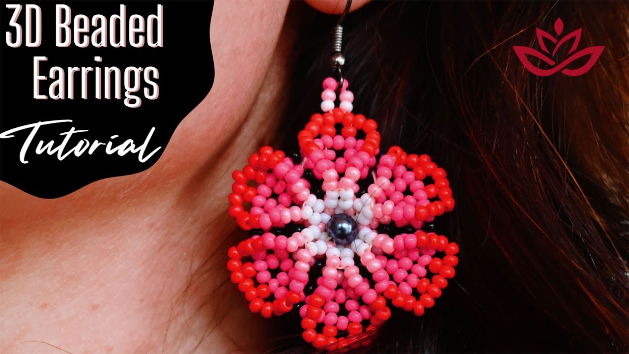NEW! 3D Seed Beads Flower Earrings - The EASIEST Way - Tutorial - YouTube