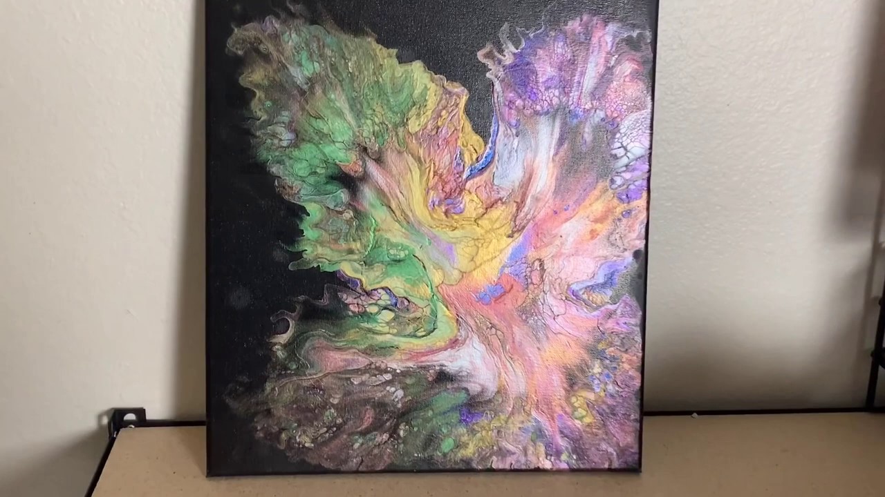 Beautiful & Colorful Puddle Pour Using All Metallic Paints - YouTube