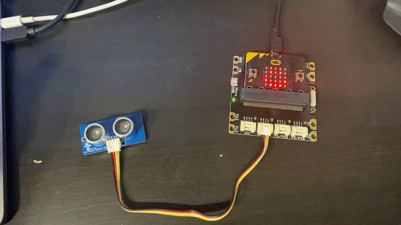 microbit+grove distance sensor - YouTube