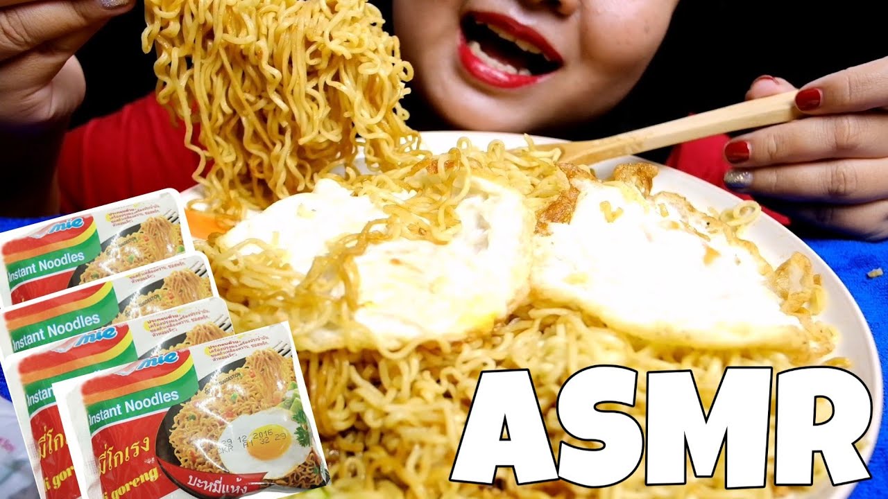 ASMR 4 Packs Indomie Goreng Noodles *BIG BITES* Indonesian Noodles | No ...