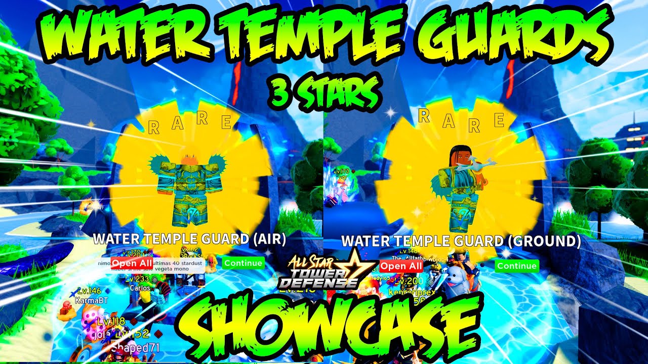 🌊WATER TEMPLE GUARDS🌊 3 STARS SHOWCASE🌟ALL STAR TOWER DEFENSE 🌟 #roblox ...