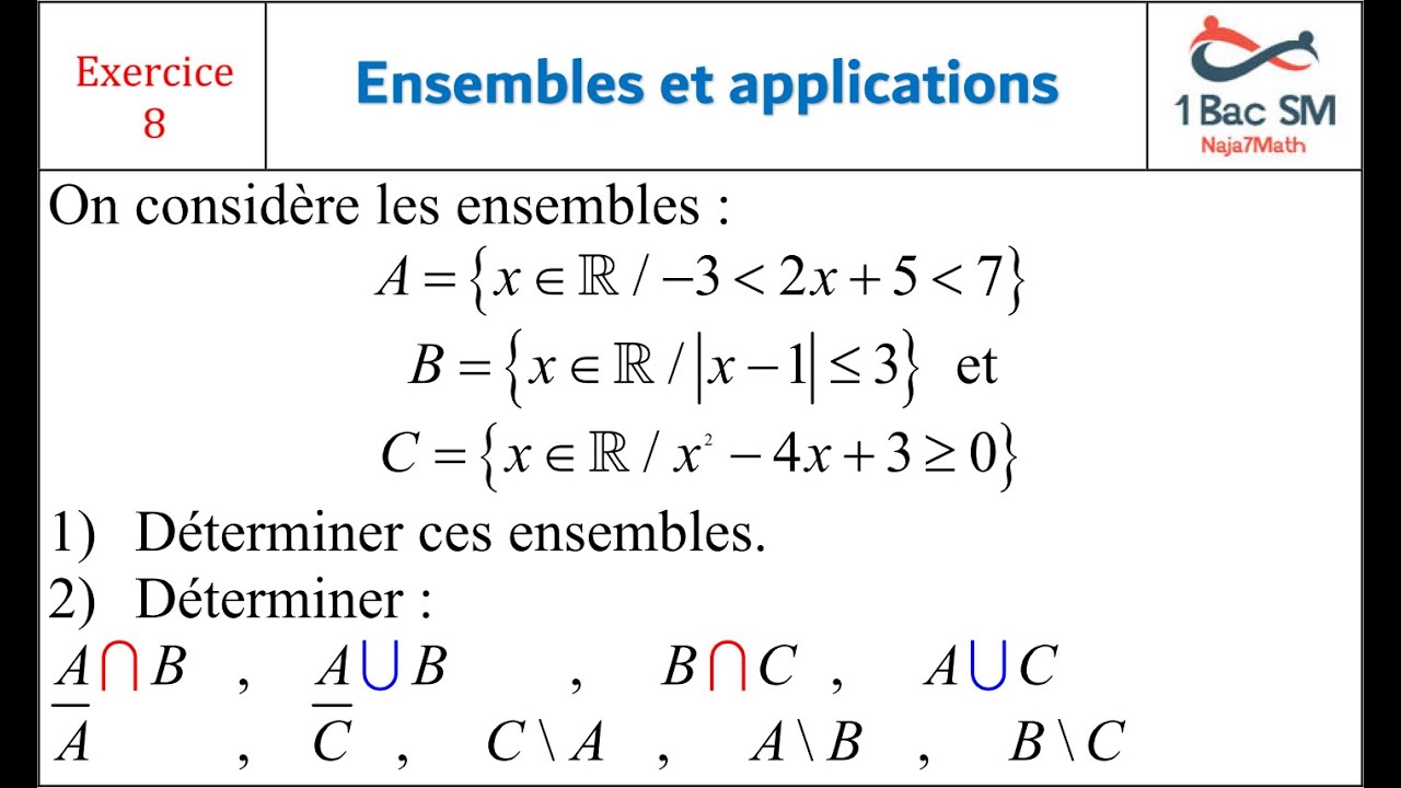 Exercice 08-Ensembles et applications-1ère BAC Sciences Mathématiques ...