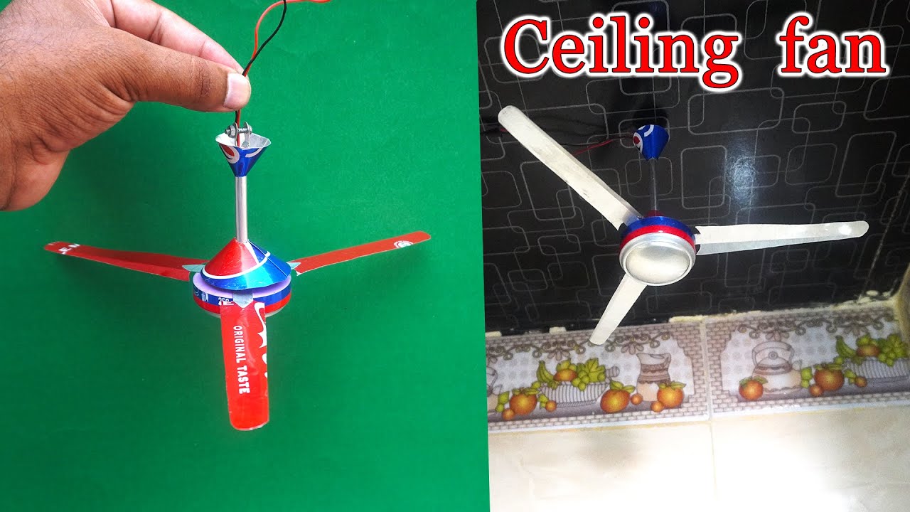 Making A Ceiling Fan Using Soda Cans At Home | Homemade Mini Ceiling ...