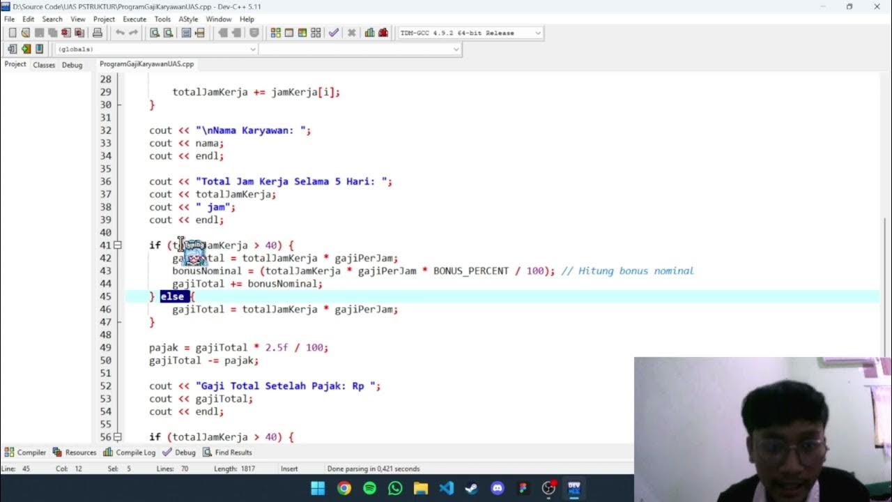PROGRAM C++ MENGHITUNG GAJI KARYAWAN - MATA KULIAH PEMROGRAMAN TERSTRUKTUR - YouTube