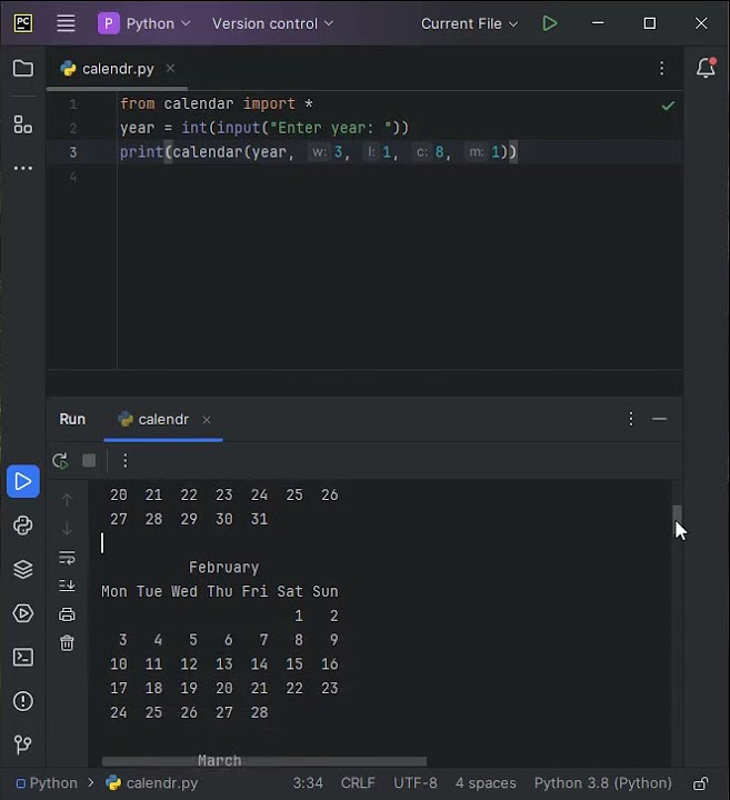 Calendar using Python - YouTube