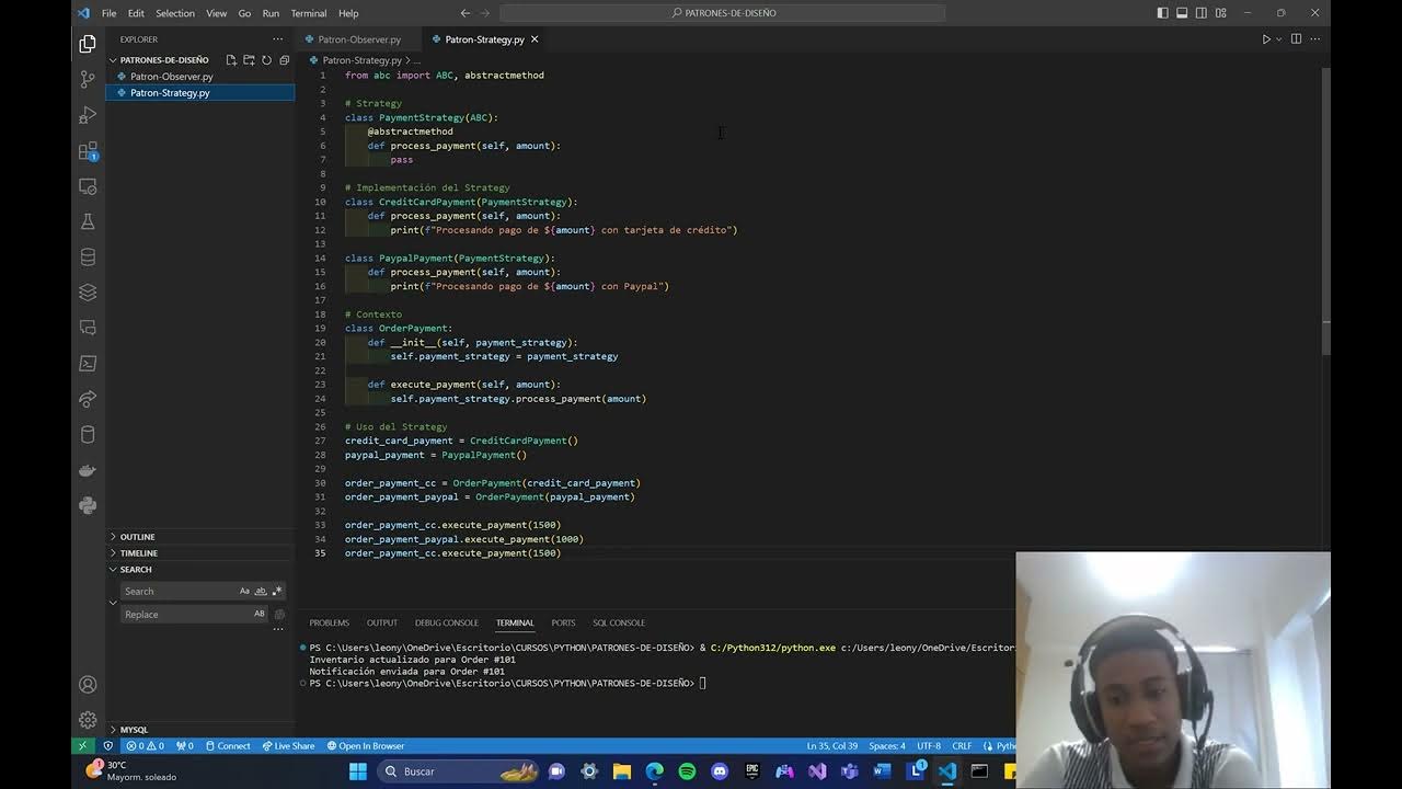 Patrones de Diseño Observer y Strategy. Funcionamiento y codigo. Python ...