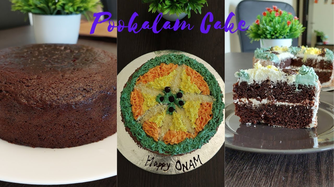 Onam Special Pookalam Cake | Eggless Chocolate Cake | Desert Food Feed ...